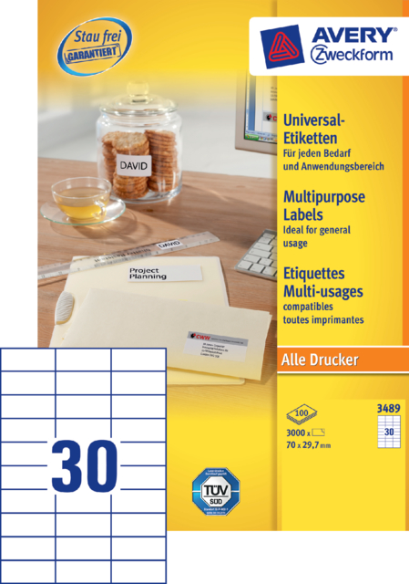 ETIKET AZ 3489 70X29.7MM WIT 3000STUKS | Office Wageningen