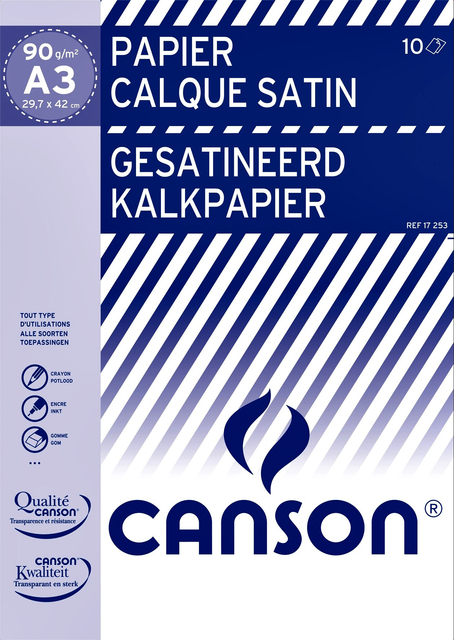 Kalkpapier Canson 10vel 90gr A3 doorschijnend | Office Wageningen