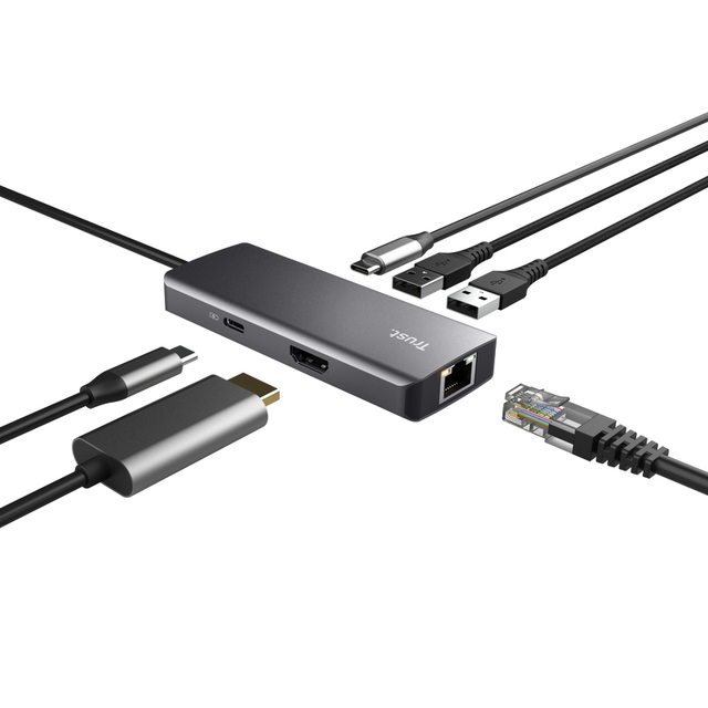 Adapter Trust Dalyx 6-in-1 USB-C multipoort | Office Wageningen